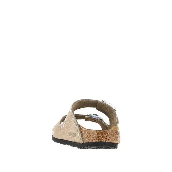 BIRKENSTOCK Arizona Suede Leather Sandals With Silver Rivets - Grey