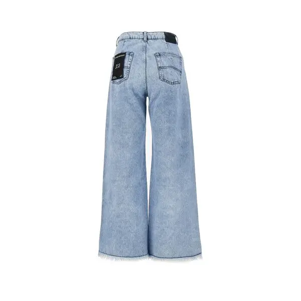 Emporio Armani J33 Frayed Wide Leg Cropped Jeans