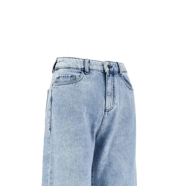 Emporio Armani J33 Frayed Wide Leg Cropped Jeans