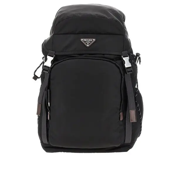 Prada Re-nylon Backpack With Leather Details - Black