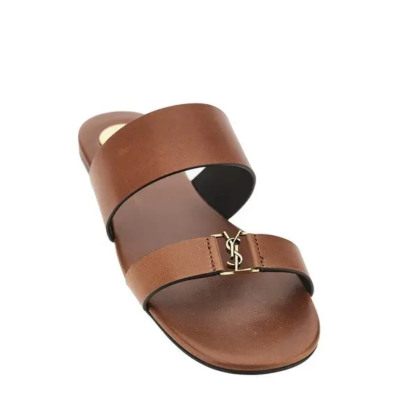 Saint Laurent Babylone Leather Sandals With Cassandre Logo