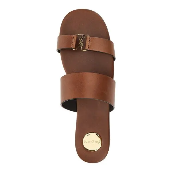 Saint Laurent Babylone Leather Sandals With Cassandre Logo