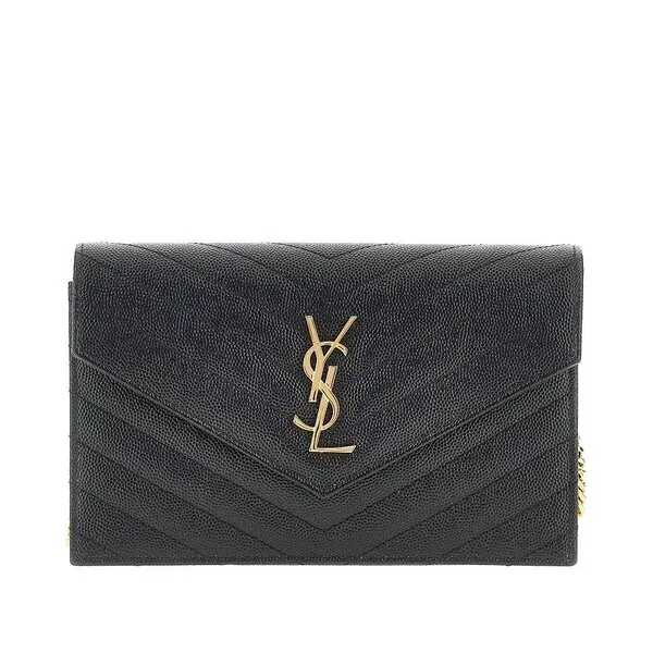 Saint Laurent Leather Pouch With Cassandre Detail - Black