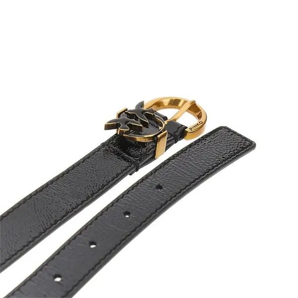 Pinko Grained Leather Belt With Love Birds Buckle