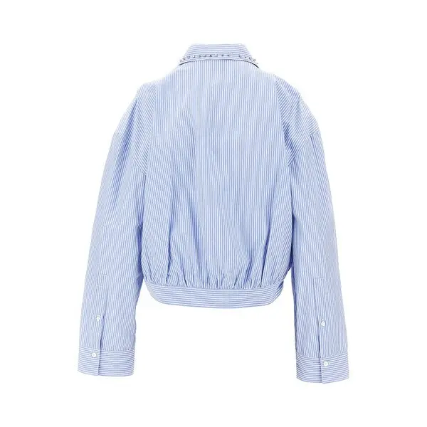Pinko Striped Cropped Shirt With Studded Collar