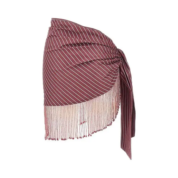 Andamane Dolly Fringed Striped Mini Skirt
