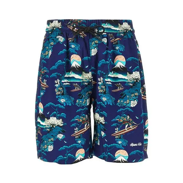 MAUNA KEA Printed Viscose Shorts - Blue