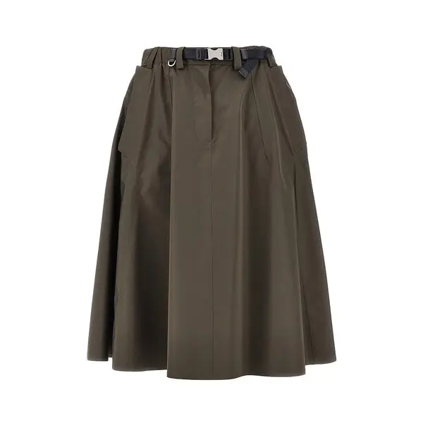 Prada Technical Canvas Midi Skirt With Integrated Belt