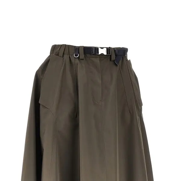 Prada Technical Canvas Midi Skirt With Integrated Belt