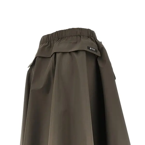 Prada Technical Canvas Midi Skirt With Integrated Belt