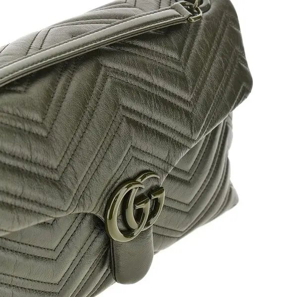 Gucci Matelassé Leather Medium Gg Marmont Bag - Green