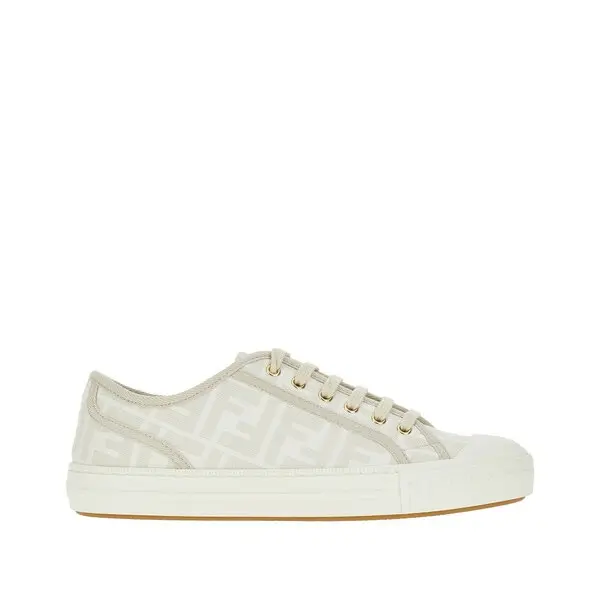 Fendi Ff Jacquard Fabric Lace-up Sneakers - Grey