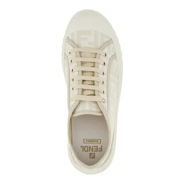 Fendi Ff Jacquard Fabric Lace-up Sneakers - Grey