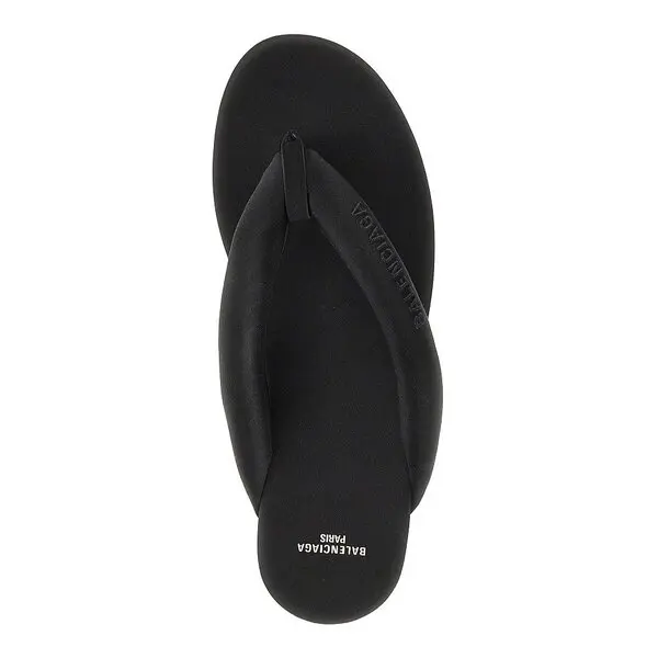 Balenciaga Satin Thong Slides - Black