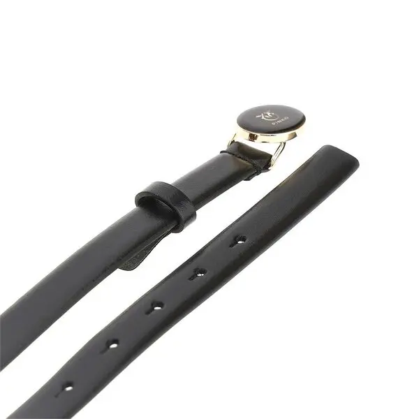 Pinko Leather Belt With Enameled Buckle - Black
