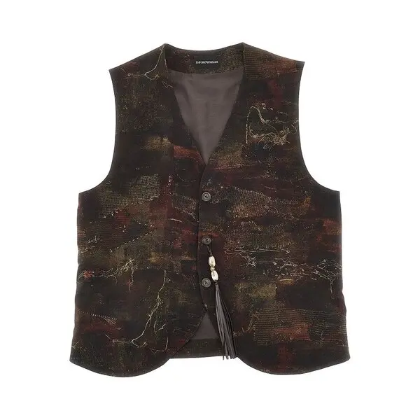 Emporio Armani Printed Cupro Twill Vest - Brown