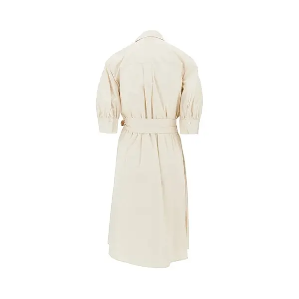 Pinko Stretch Cotton Wrap-over Midi Dress - Beige