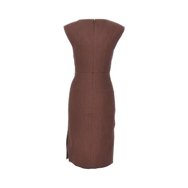 Pinko Stretch Linen-blend Knee-length Dress With Decorative Buttons