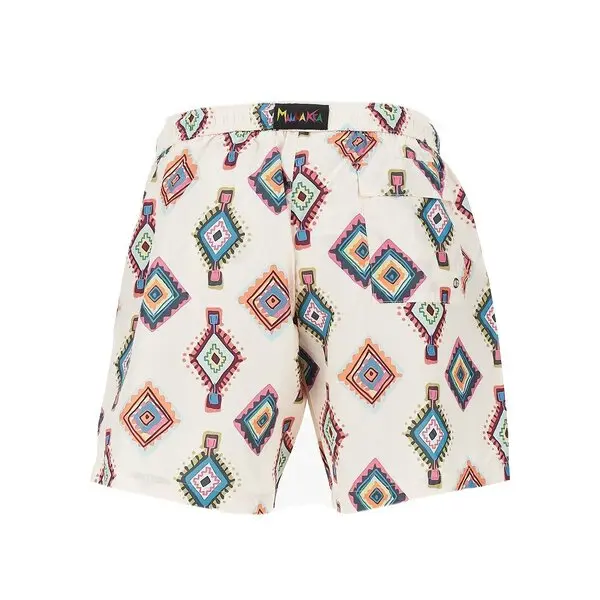 MAUNA KEA Graphic Print Nylon Swimshorts - White