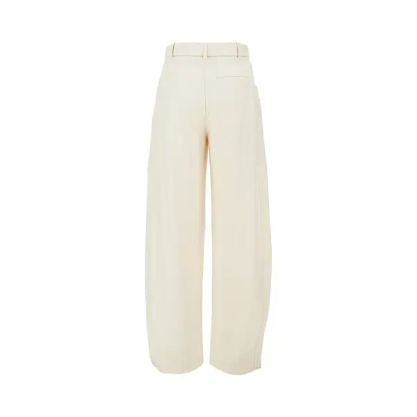 Pinko Belted Wide Leg Panama Fabric Trousers - Beige