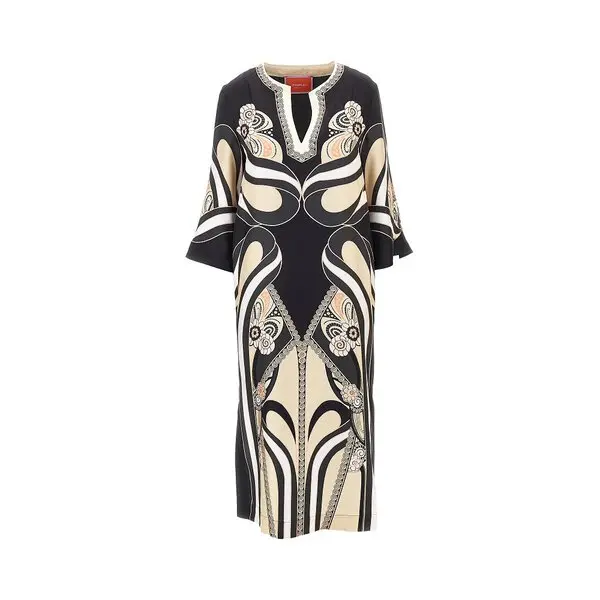 La DoubleJ Silk Twill Kaftan Dress With Ambrosia Print