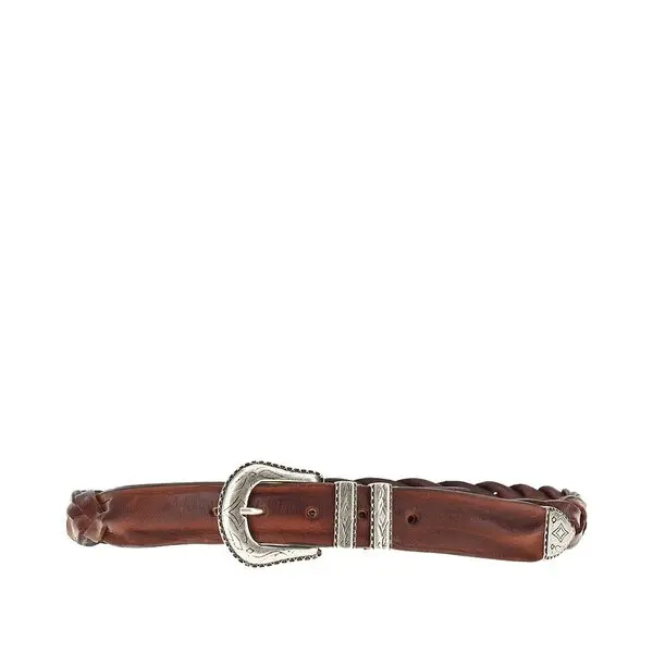 GIANNIFRANCO BELTS Gianfranco Belts Braided Leather Belt With Silver-finished Buckle - Brown