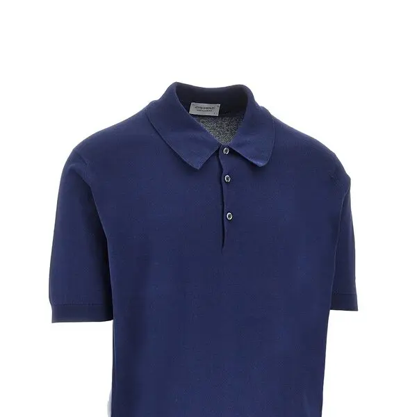 John Smedley Cotton Knit Polo Hirt - Blue