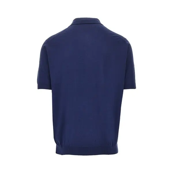 John Smedley Cotton Knit Polo Hirt - Blue