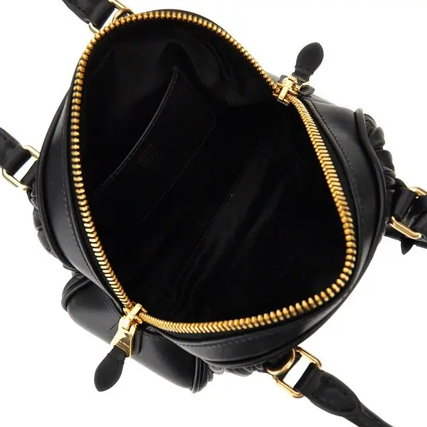 Miu Miu Matelassé Nappa Leather Arcadie Bowling Bag - Black