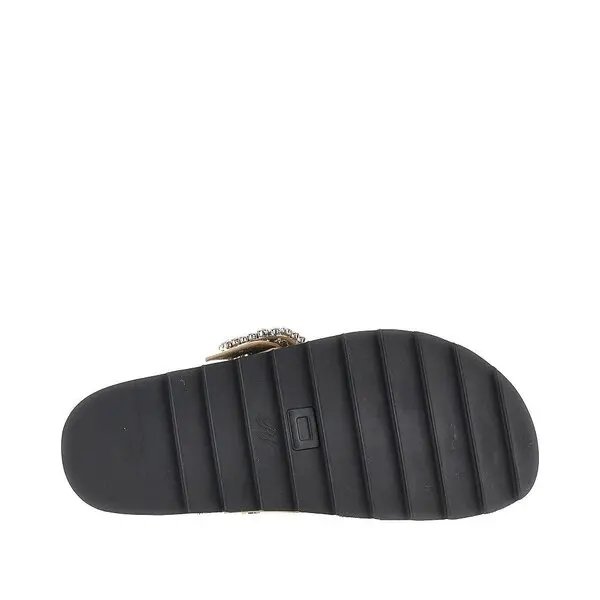 ROGER VIVIER Suede Leather Mules With Crystal Buckle - Beige