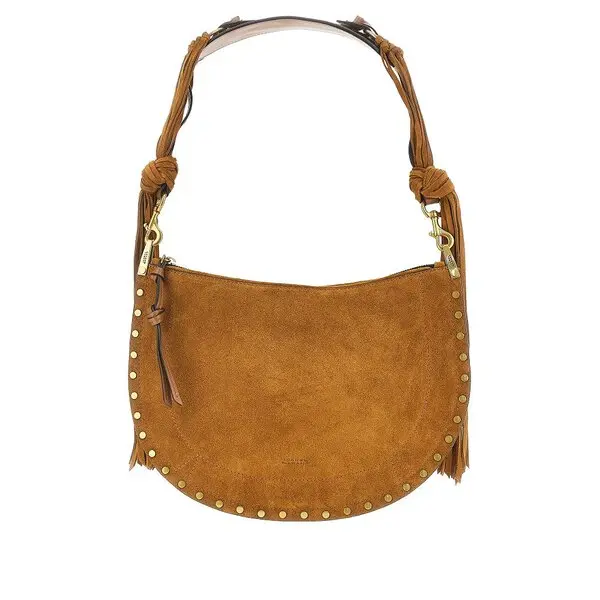 Isabel Marant Étoile Oskan Soft Zip Bag In Suede Leather With Fringe And Studs