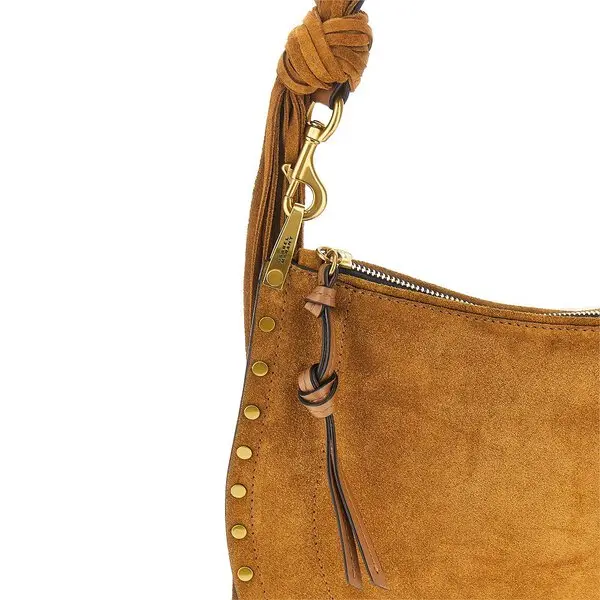 Isabel Marant Étoile Oskan Soft Zip Bag In Suede Leather With Fringe And Studs