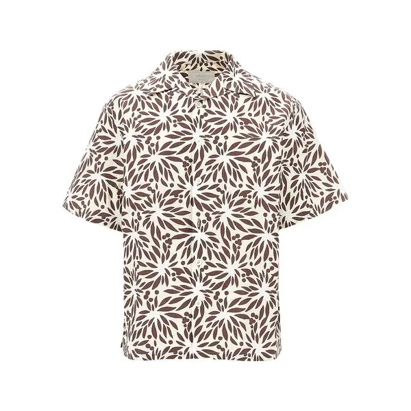 Prada Printed Cotton And Silk Bowling Shirt An - Beige