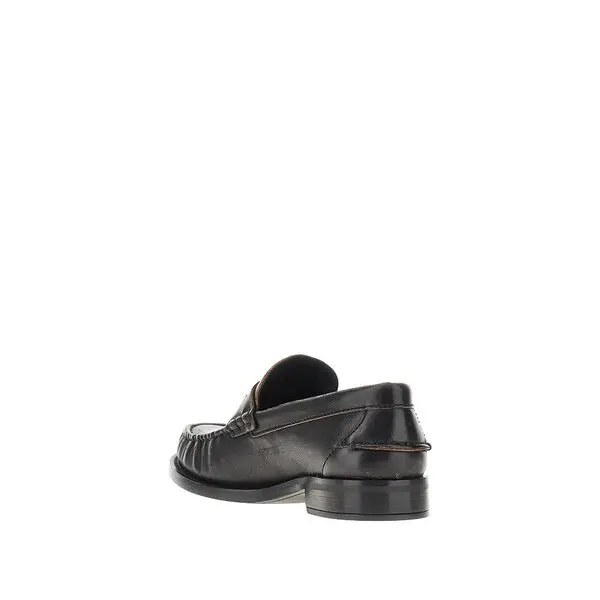 Prada Old-finished Leather Loafers - Brown