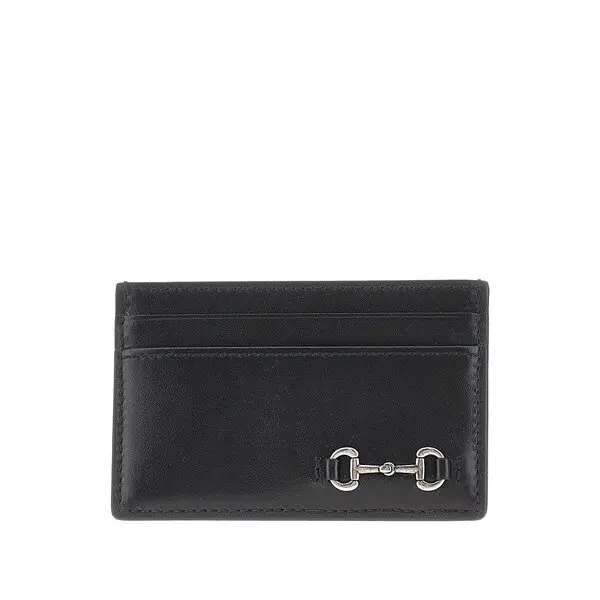 Gucci Leather Cardholder With Horsebit Detail - Black