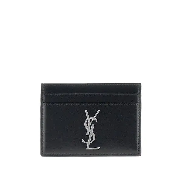 Saint Laurent Cassandre' Leather Cardholder - Black