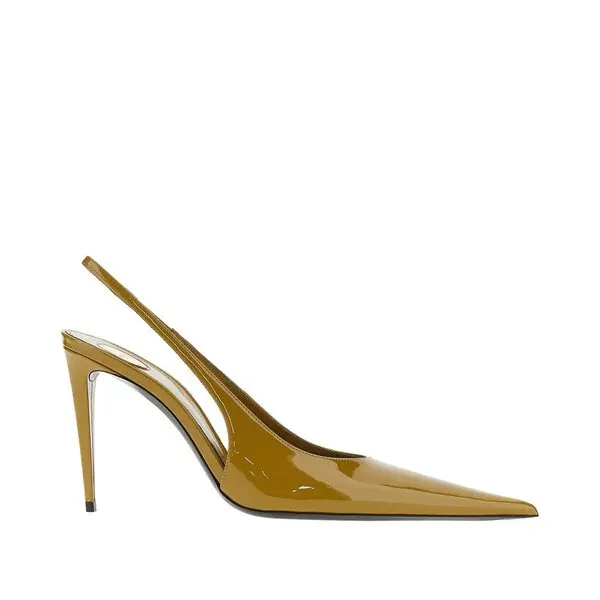 Saint Laurent Guermantes Patent Leather Slingback Pumps - Green
