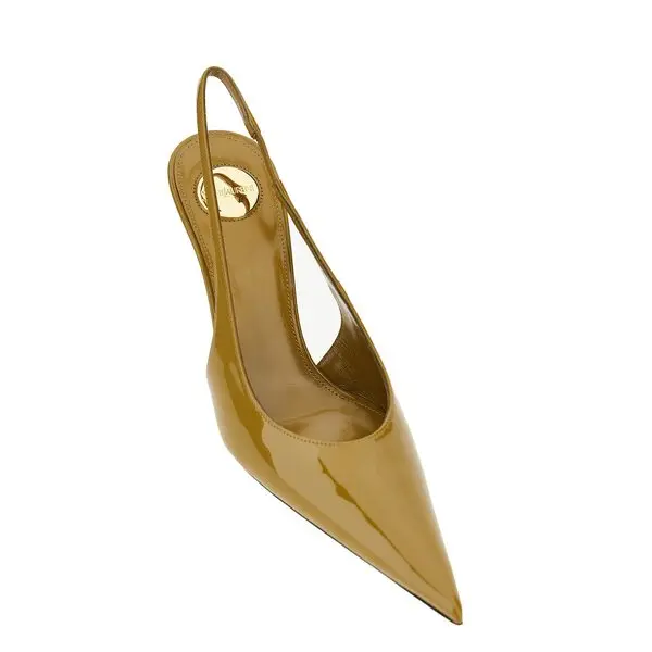 Saint Laurent Guermantes Patent Leather Slingback Pumps - Green