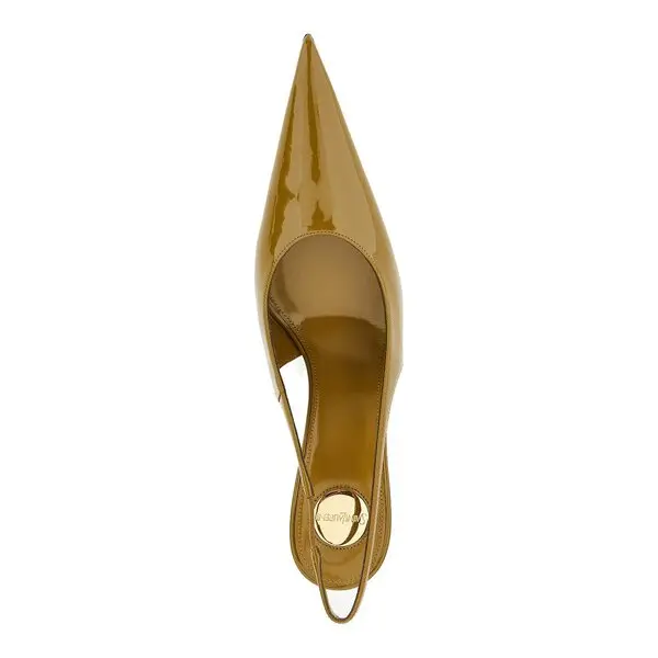 Saint Laurent Guermantes Patent Leather Slingback Pumps - Green