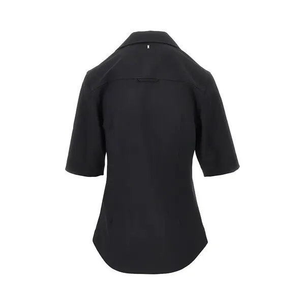 AMI Paris Wool Twill Short-sleeved Shirt With Mother-of-pearl Buttons