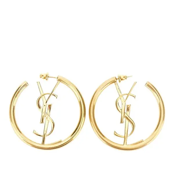 Saint Laurent Cassandre Hoop Earrings - Gold