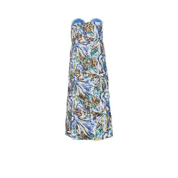 Rabanne Floral Sequinned Strapless Midi Dress