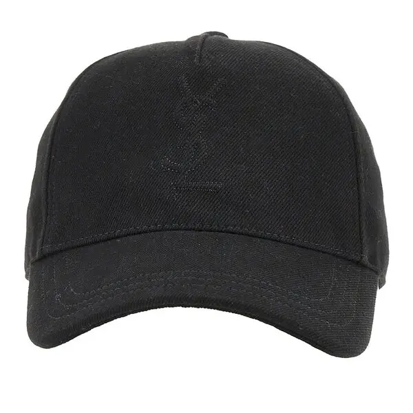 Saint Laurent Cassandre Quilted Denim Baseball Hat - Black