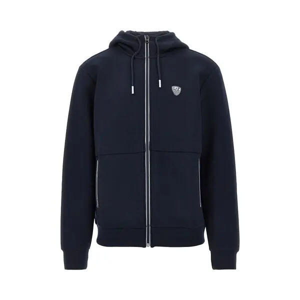 EA7 Stretch Jersey Full-zip Hoodie - Blue