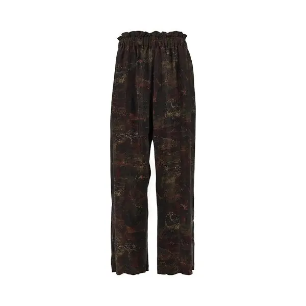 Emporio Armani Printed Cupro Twill Pants - Brown
