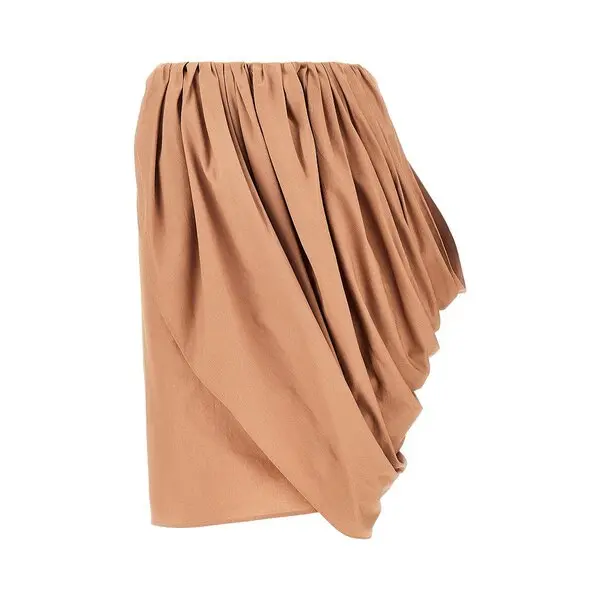 Chloé Draped Poplin Midi Skirt - Beige