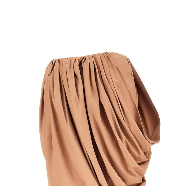 Chloé Draped Poplin Midi Skirt - Beige