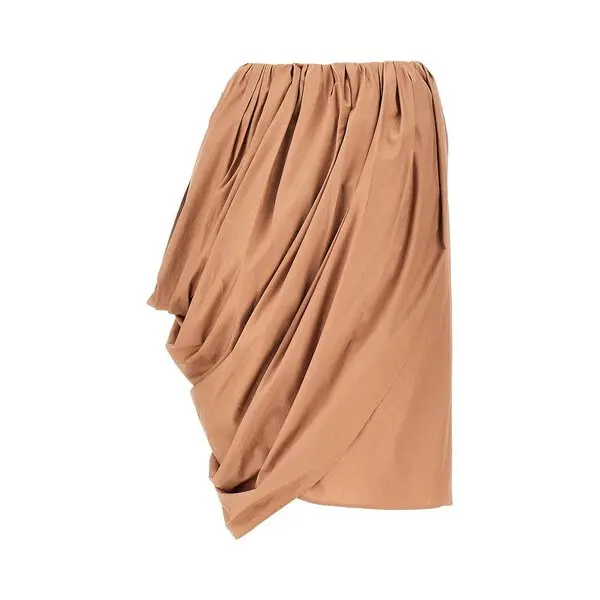 Chloé Draped Poplin Midi Skirt - Beige