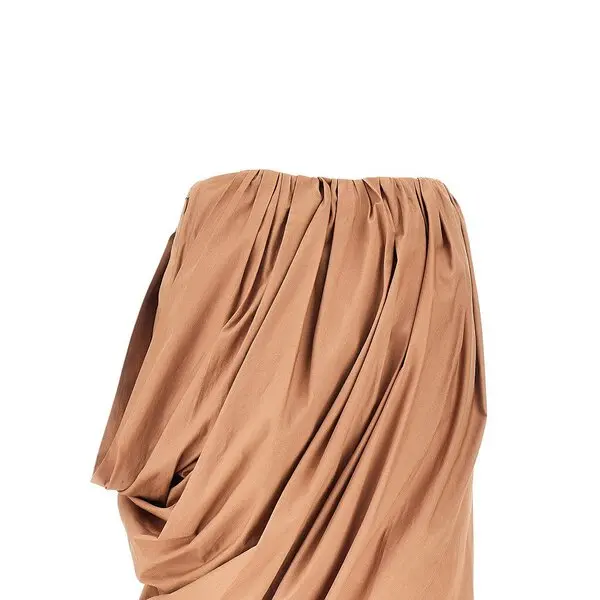 Chloé Draped Poplin Midi Skirt - Beige
