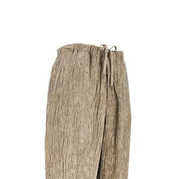 Emporio Armani Bark Effect Linen-blend Pants